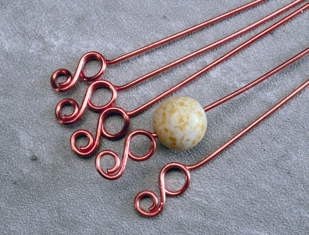 Copper Double Loop Head Pins, Artisan Made Design, 5 Centimetres. - Etsy