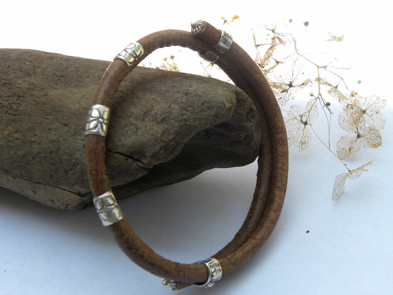 Sterling Silver Leather Ring Urban Modern | Etsy