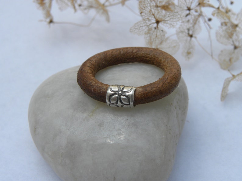 Sterling Silver Leather Ring Urban Modern - Etsy