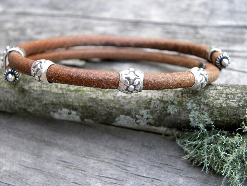 Sterling Silver Leather Ring Urban Modern BOHO UNISEX | Etsy