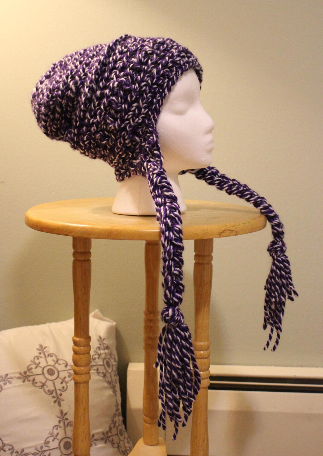 Bulky Violet Ear Flap Hat With Braids - Etsy