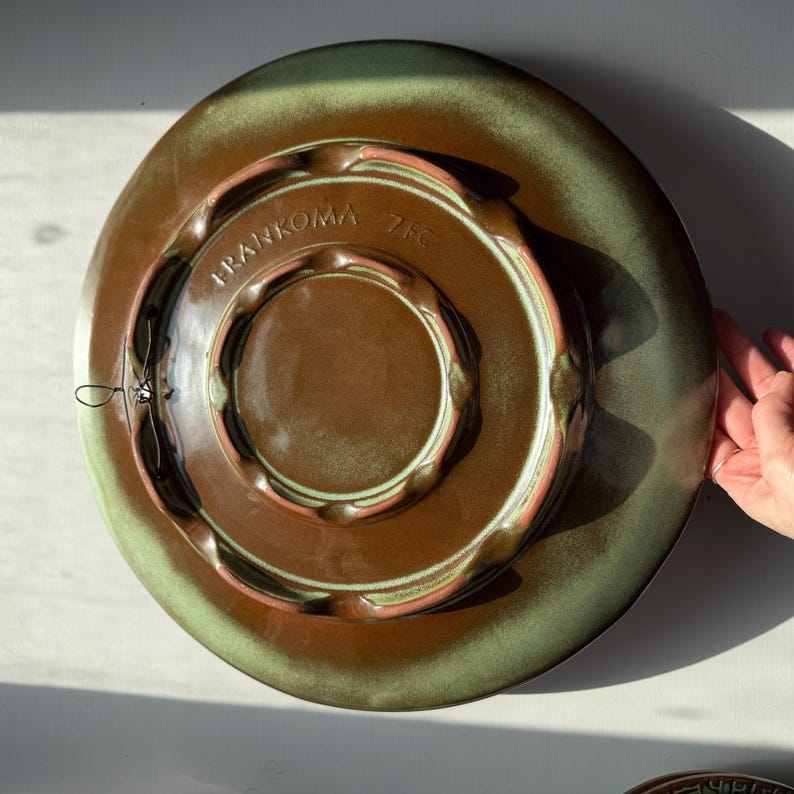 Vintage Frankoma Aztec Dish Set – Mid-century Green Ceramic Platter ...