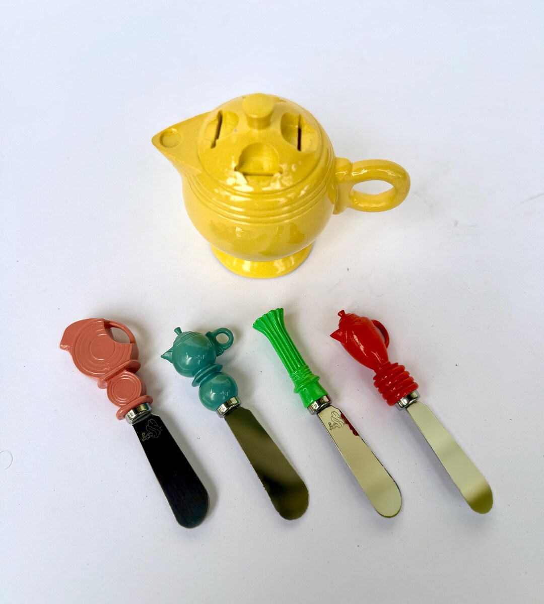 Fiestaware Teapot Cheese Knife Set, Mini Fiestaware Teapot, Tea Pot ...