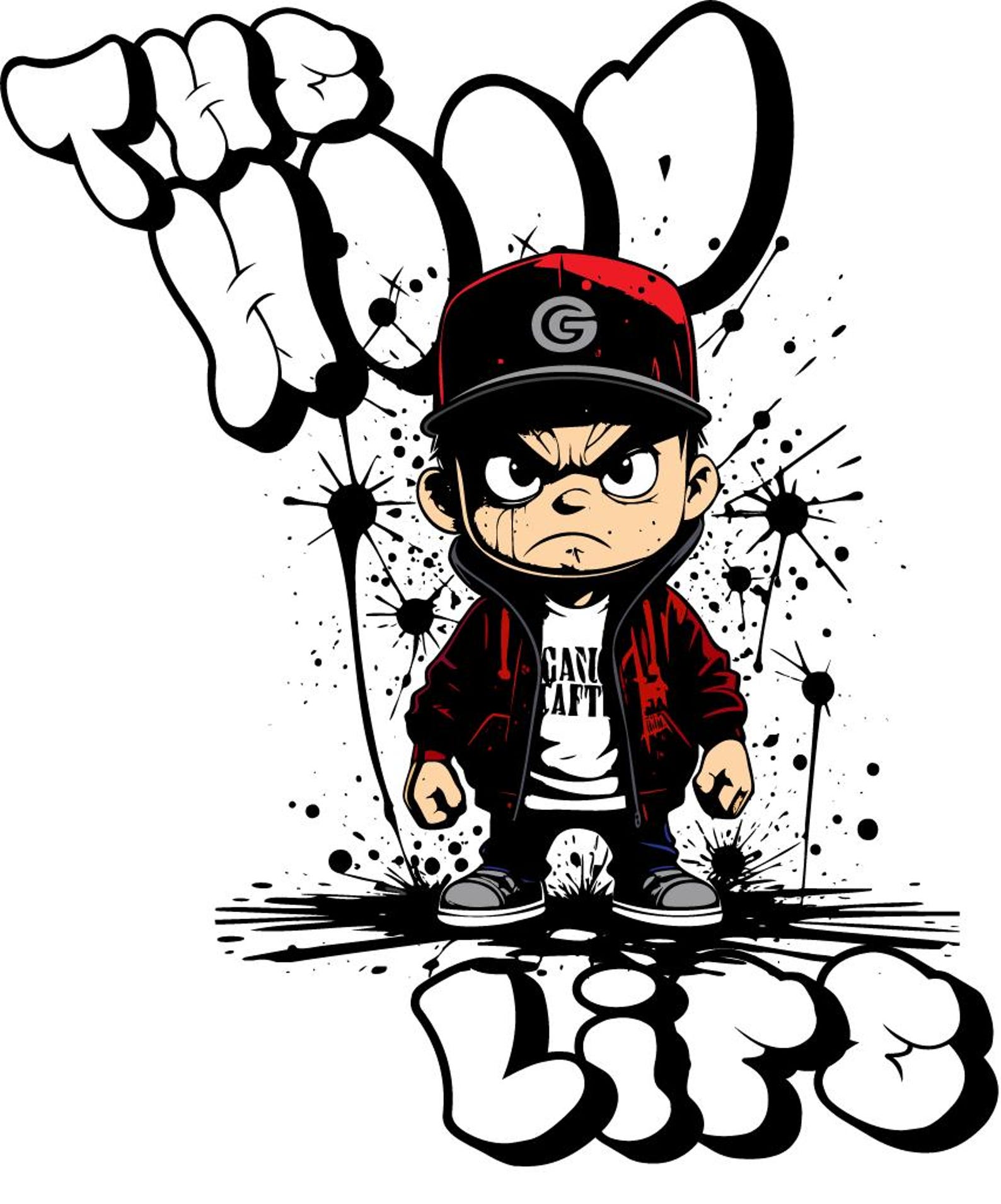 Street Style Cartoon Character Graphic – Urban Graffiti-inspired Baller ...