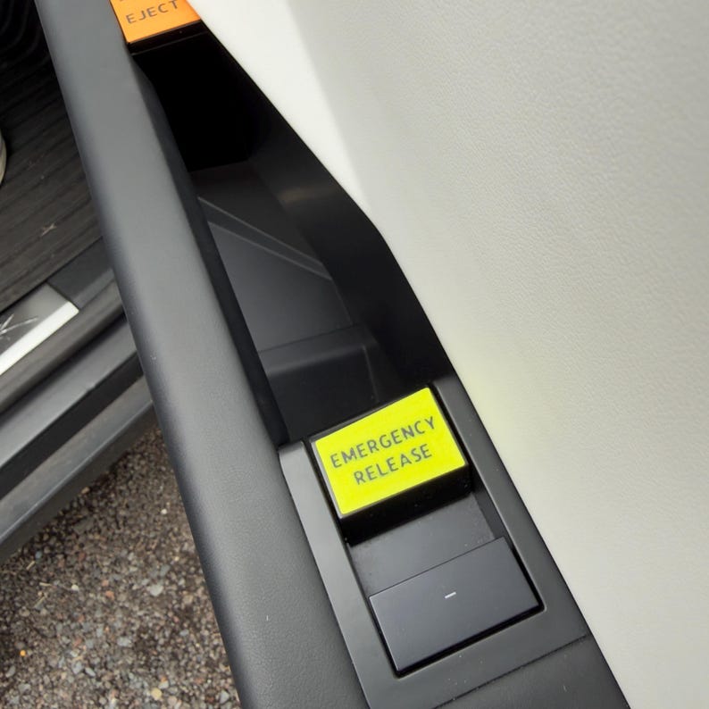 Cybertruck, MY, M3 & MS Emergency Exit Decals - Emergency Door Latch ...