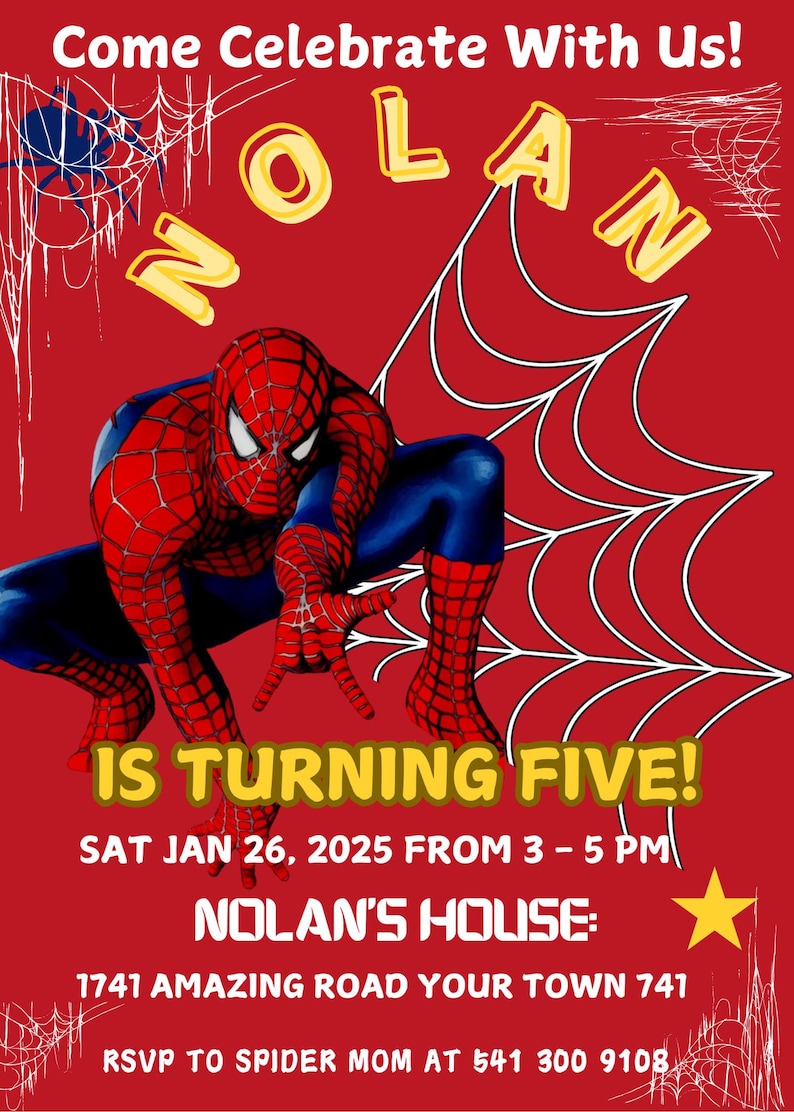Spider Man Birthday Invitation | Toddler Birthday Invitation, Kids ...
