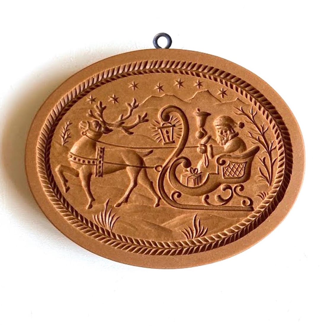 Santa Claus With Sleigh and Reindeer Springerle Cookie Mold by Änis ...