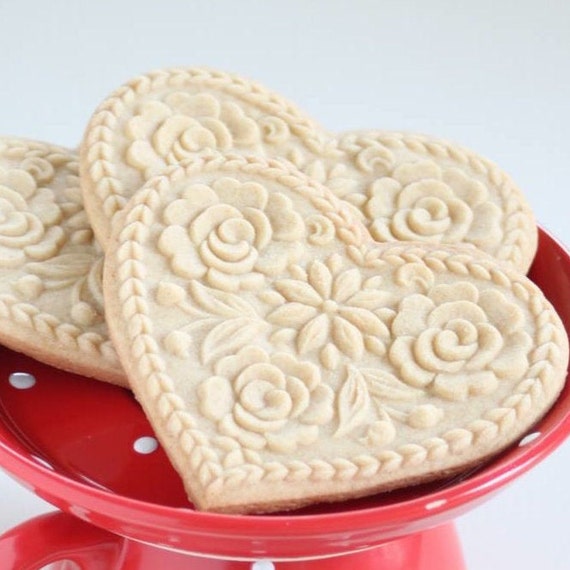 Heart Shaped Springerle Plaster Form Craft Supplies & Tools Food ...