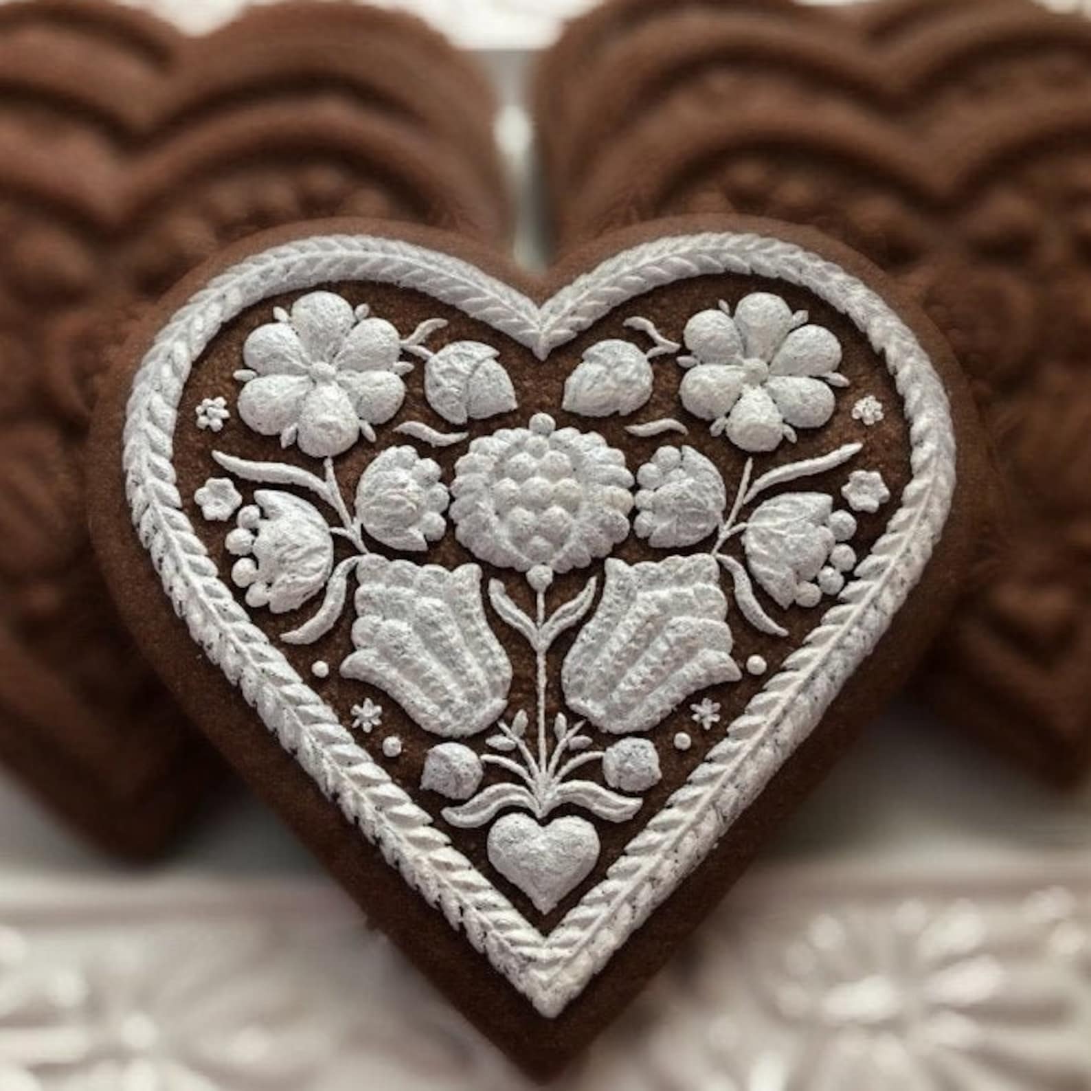 Flower Heart Large Springerle Cookie Mold by Anis-paradies - Etsy