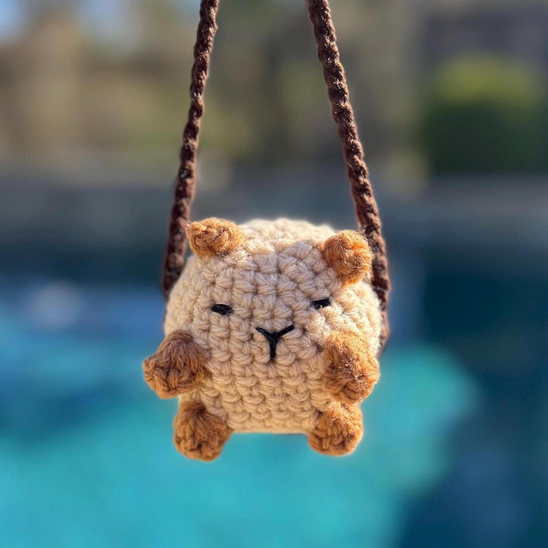 Crochet Capybara | Crochet Car Hanger | Capybara Car Hanger | Crochet ...
