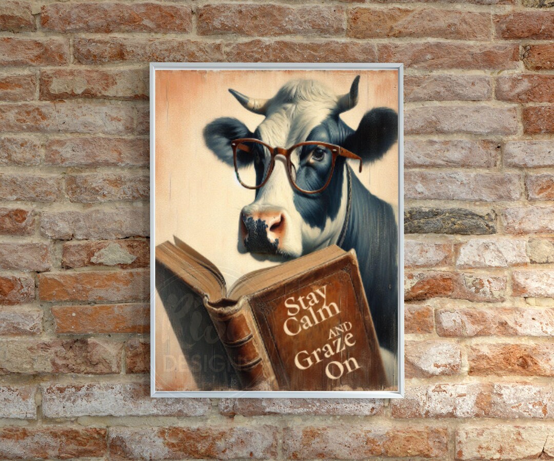 Cow Wall Art Vintage Farm Animal Print Cottagecore Decor Printable Farm ...