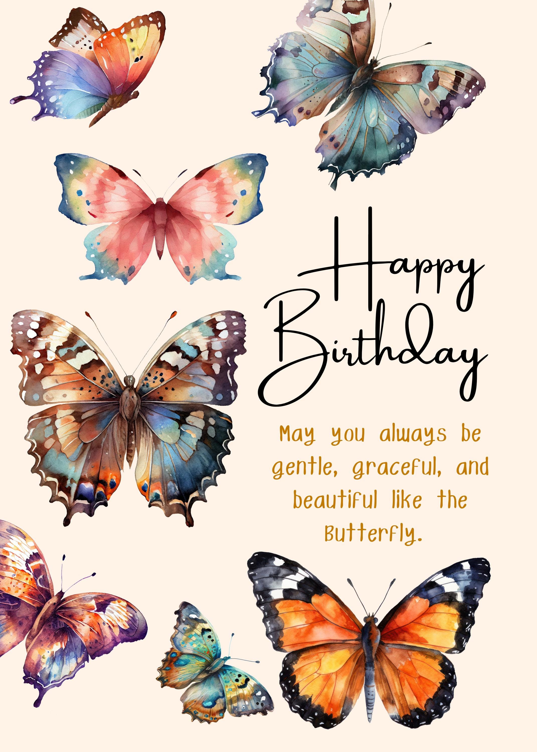 Happy Birthday Card With Butterflies - Etsy