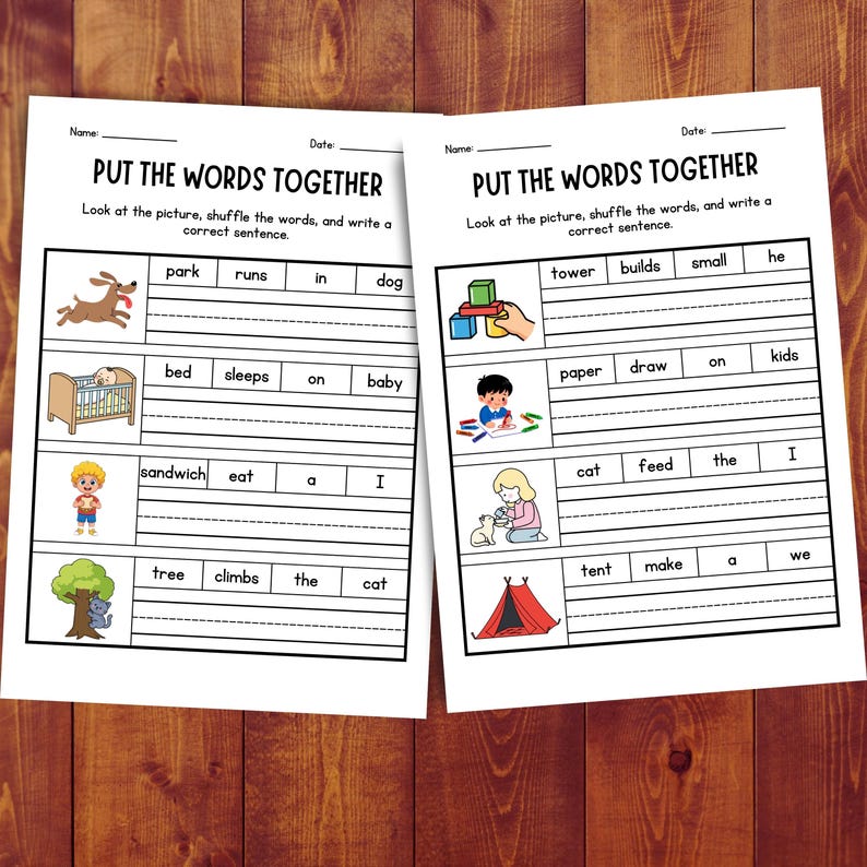 Printable Build the Sentence Activities – Simple Sentence Writing ...