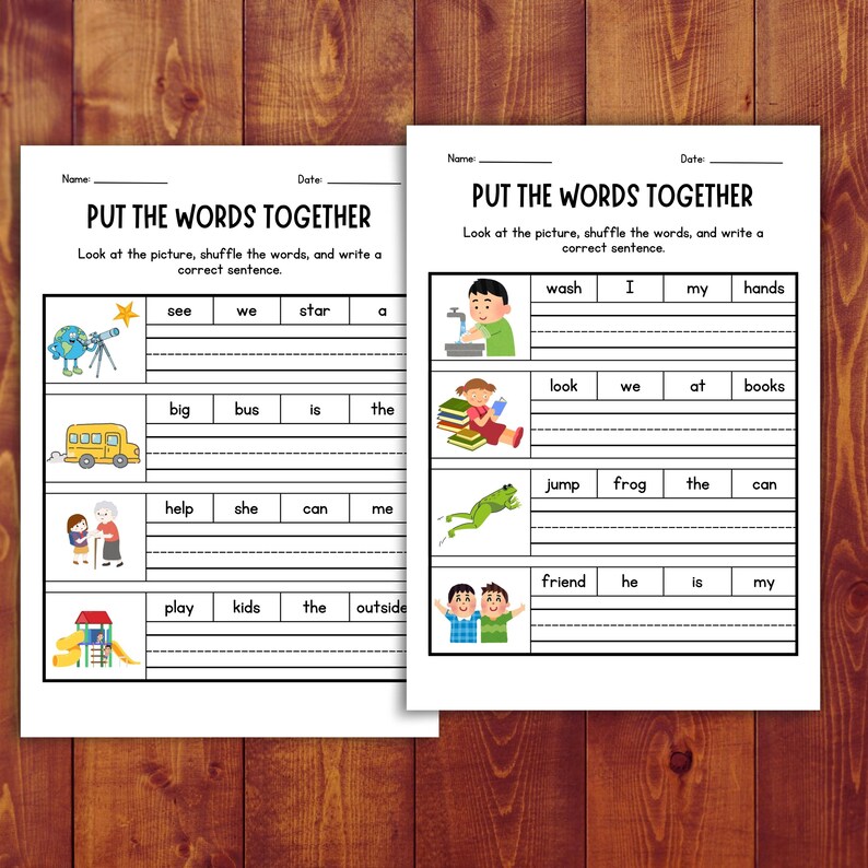 Printable Build the Sentence Activities – Simple Sentence Writing ...