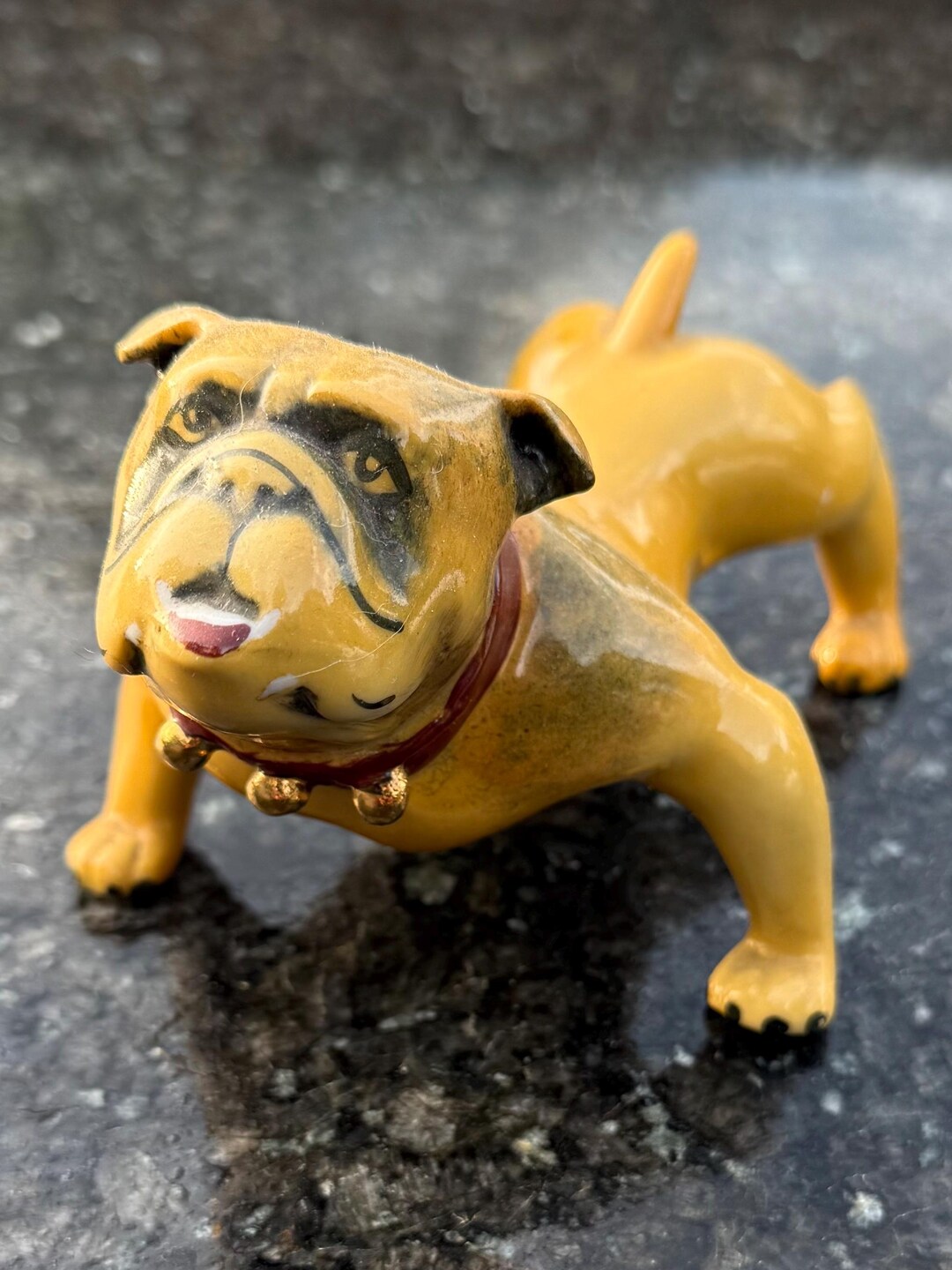 Wonky Vintage Bulldog With Red Collar and Exaggerated Bulldog Stance - Etsy