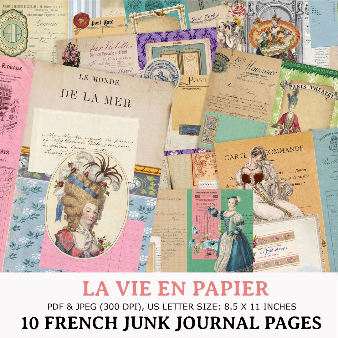 Vintage French Junk Journal Papers Printable Junk Journal Kit French ...