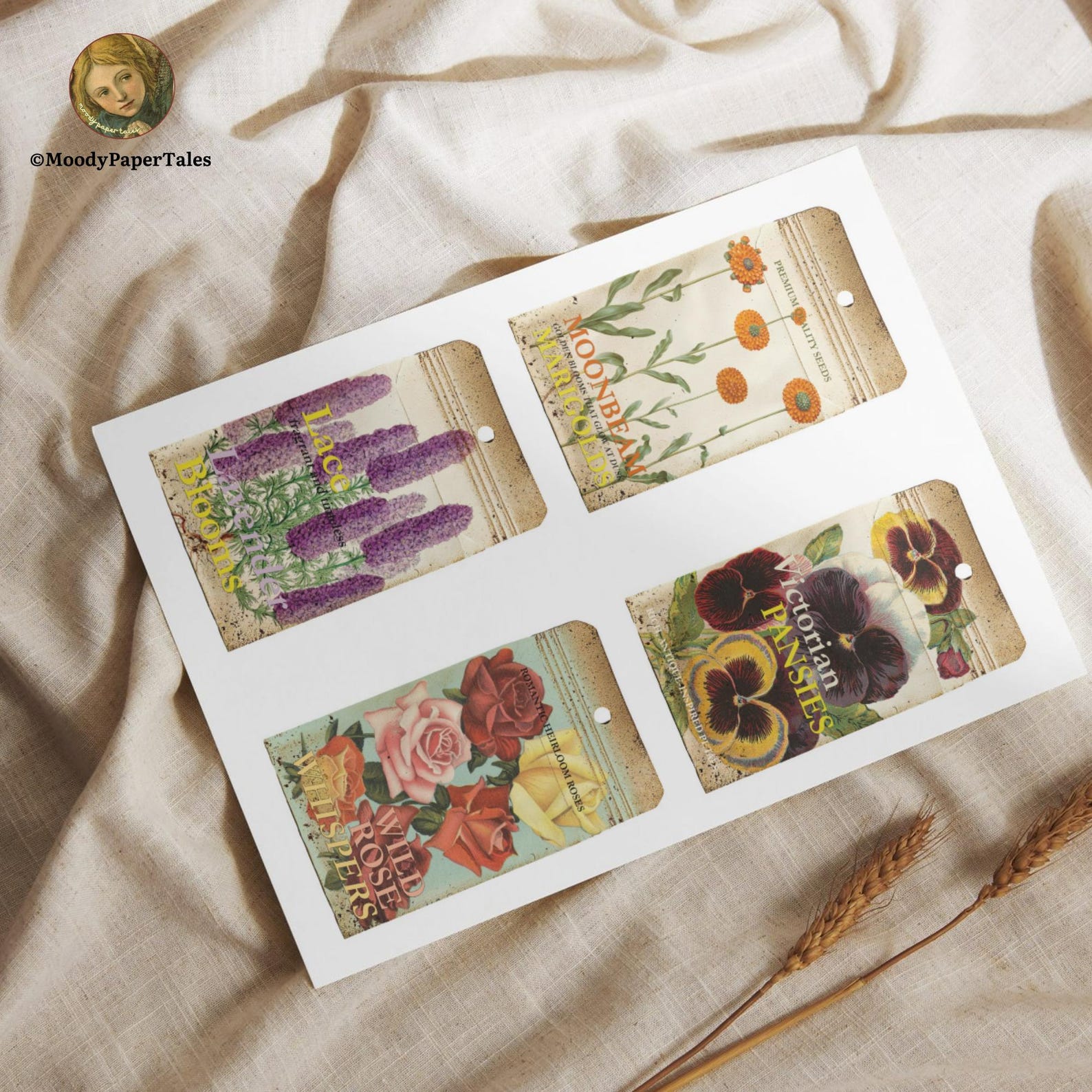 Vintage Seed Packets Printable Botanical Ephemera Pack Digital Flower Seed Packets Wildflower ...