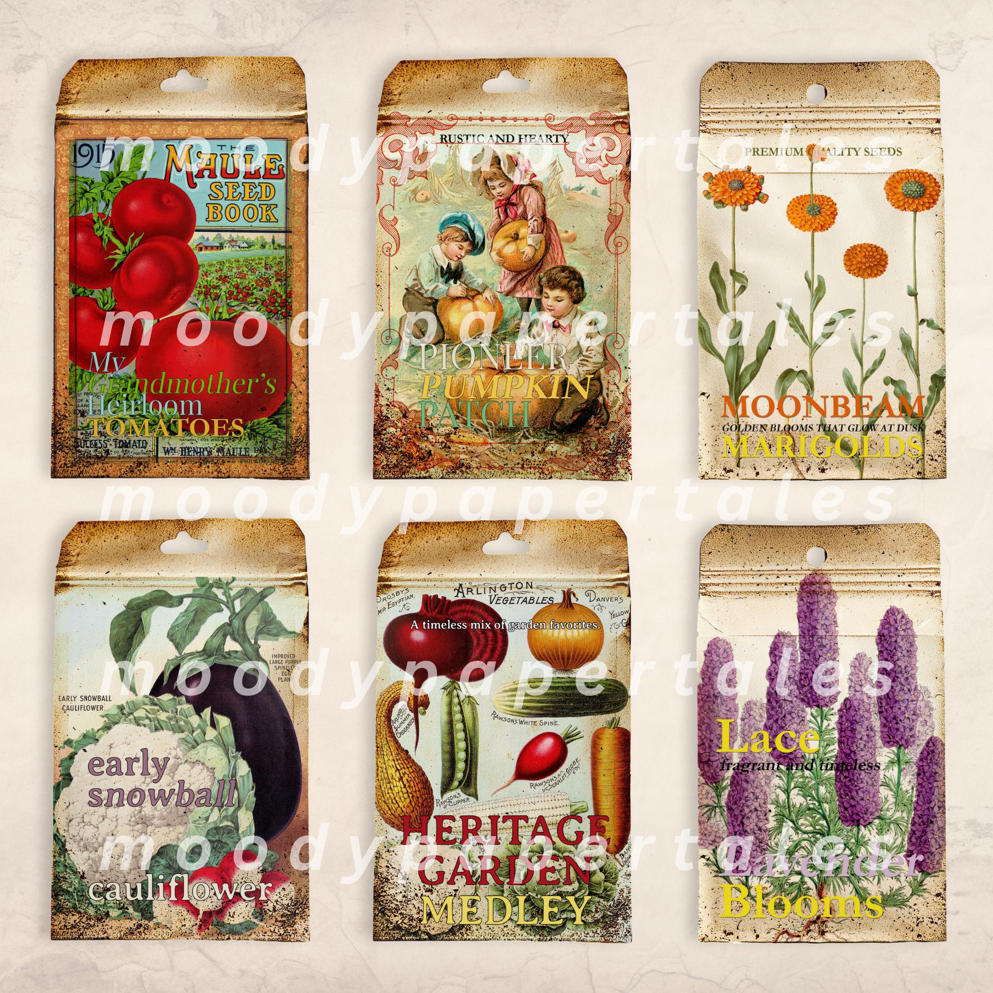 Vintage Seed Packets Printable Botanical Ephemera Pack Digital Flower ...