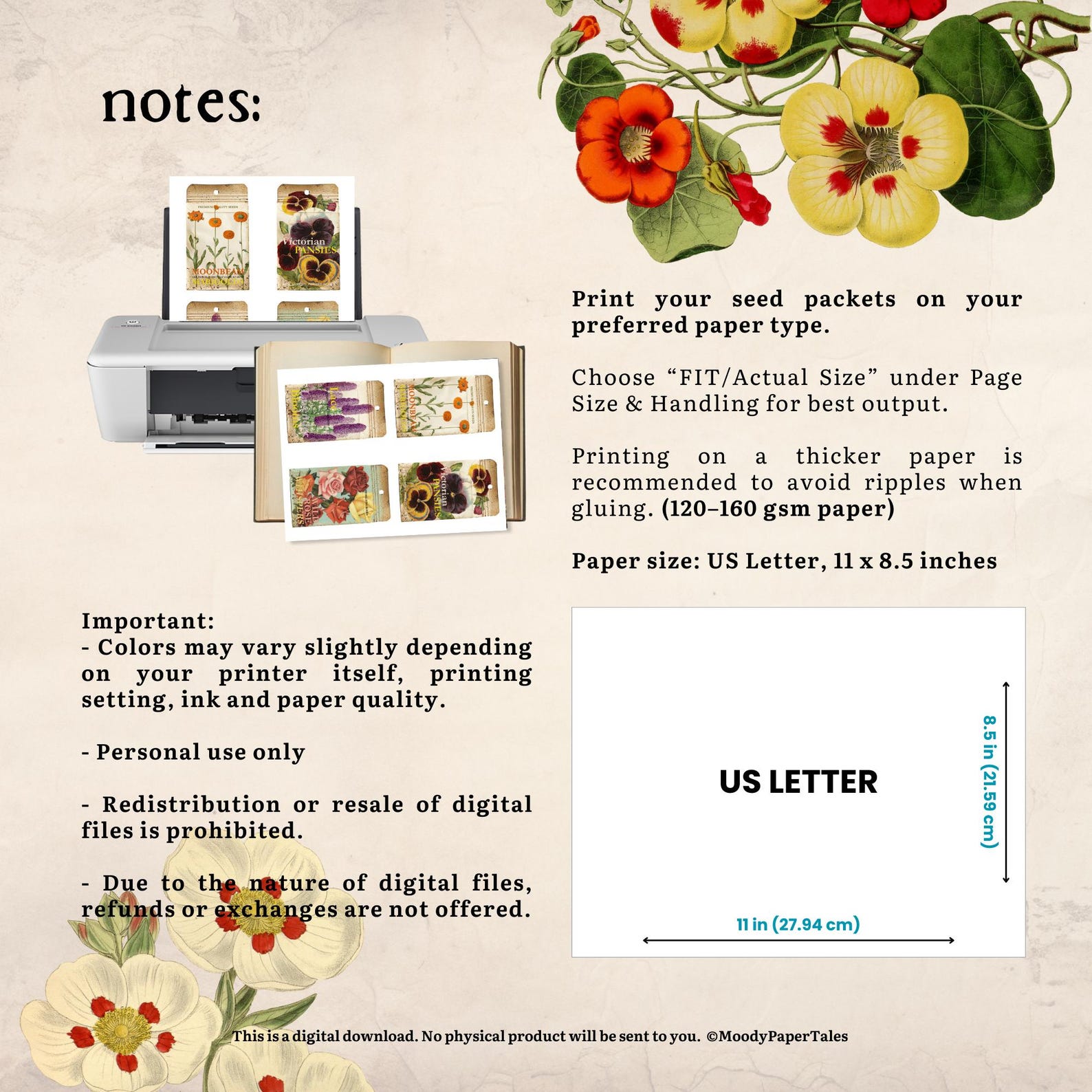 Vintage Seed Packets Printable Botanical Ephemera Pack Digital Flower Seed Packets Wildflower ...