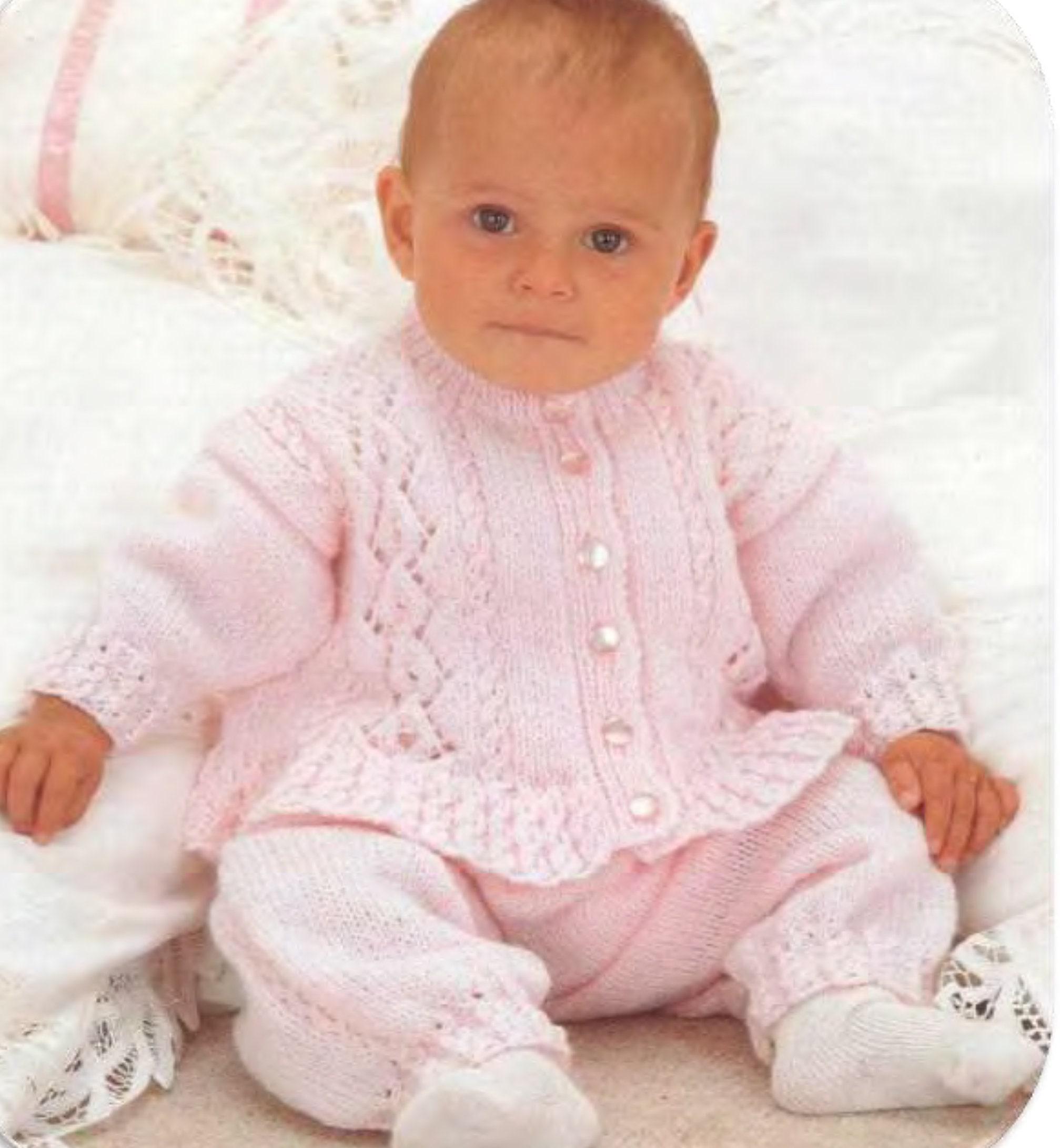 Girls Cable Knit Cardigan Pattern: Diamond Frilled Border, DK 8 Ply ...