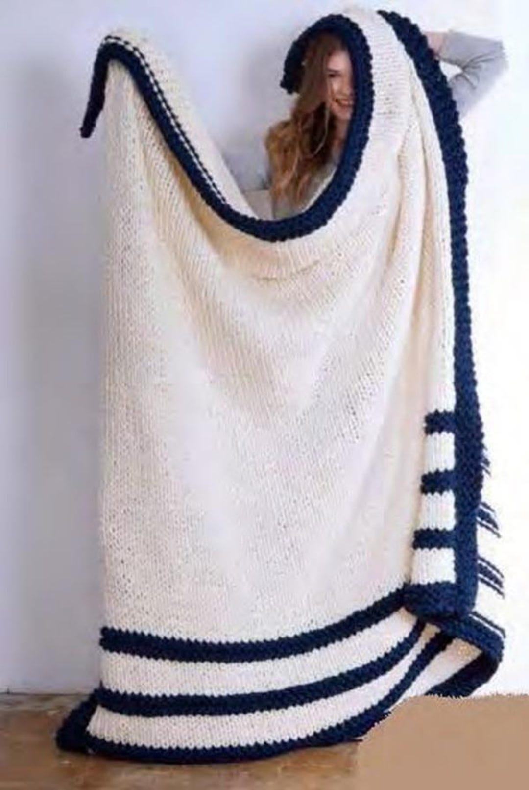 Vintage Stripe Bed Throw Knitting Pattern, Super Chunky Yarn (PDF ...