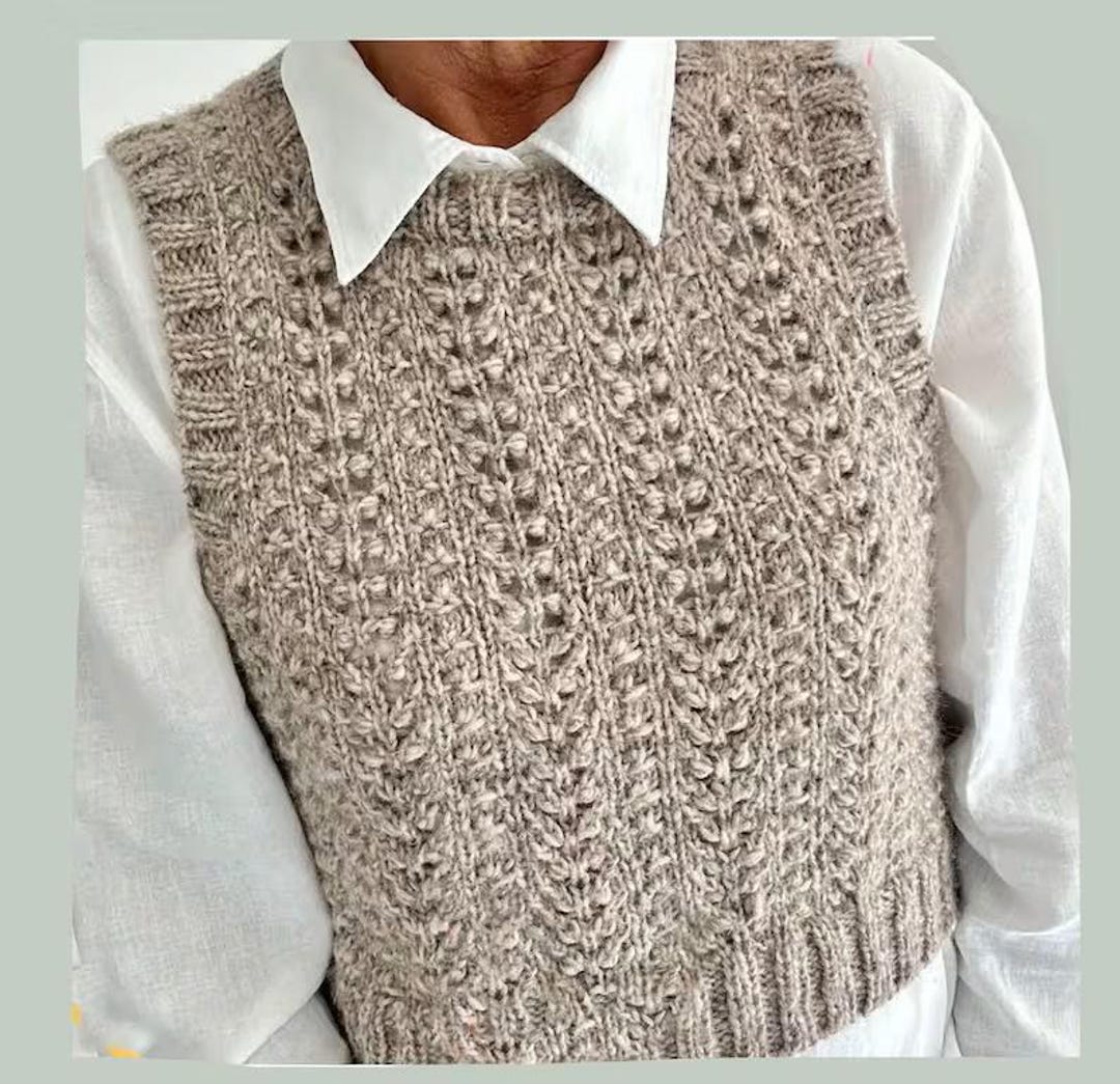 Ladies Slipover, Double Rib Stitch, Front Lace Pattern S, M, L, XL, 2XP ...
