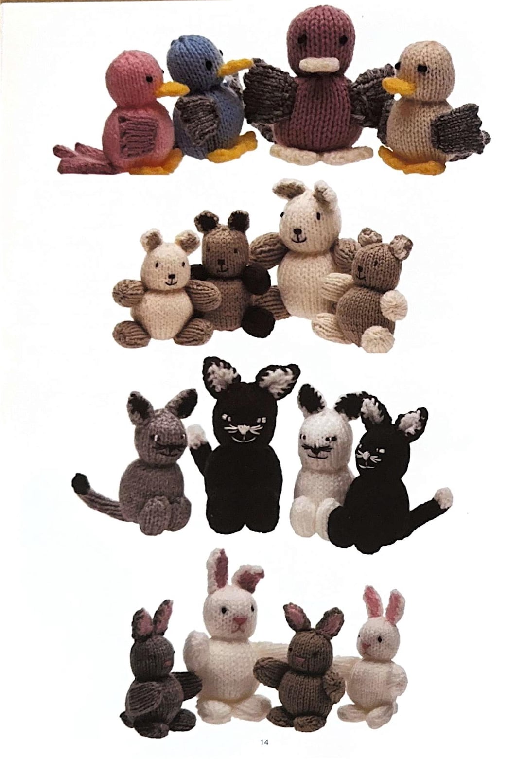 Vintage Knit Toy Bird, Bear, Cat, Bunny Pattern (PDF Download) - Etsy