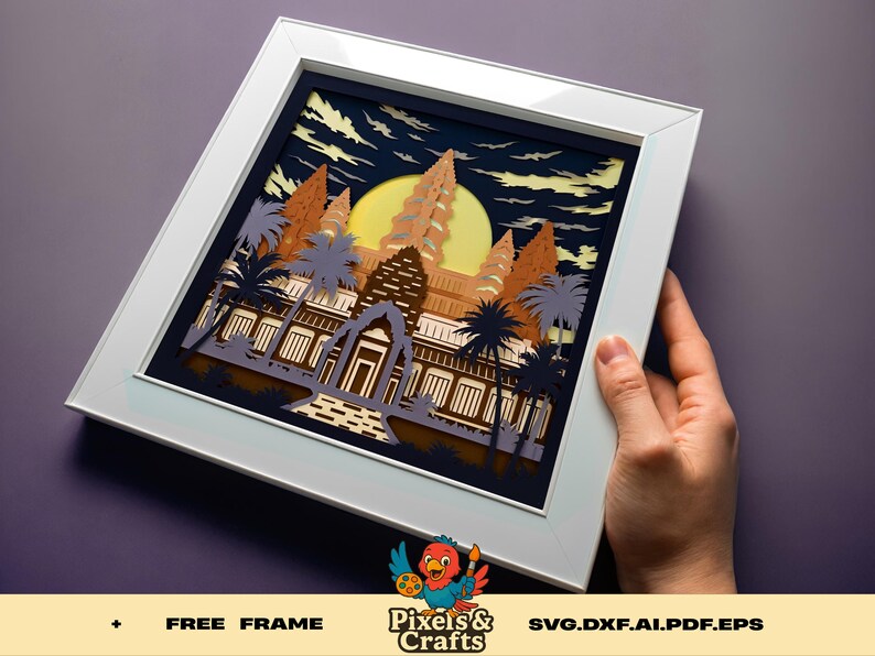 Angkor Wat Svg Shadow Box Layered Temple Silhouette Papercut Cambodia ...