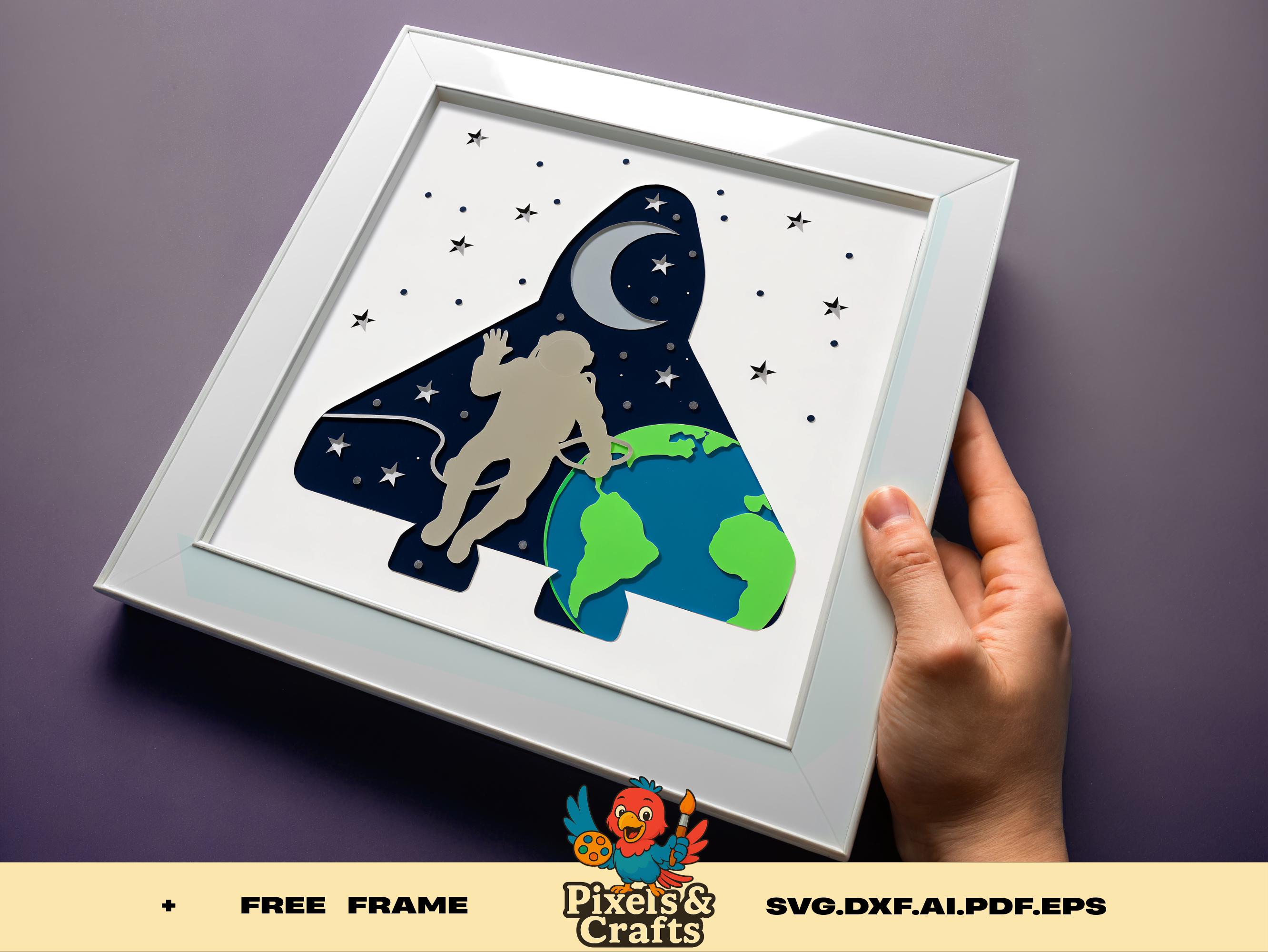 Space Shuttle Astronaut Shadow Box SVG, 3D Outer Space Paper Cut ...