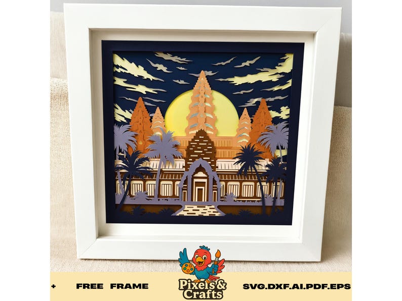 Angkor Wat Svg Shadow Box Layered Temple Silhouette Papercut Cambodia ...