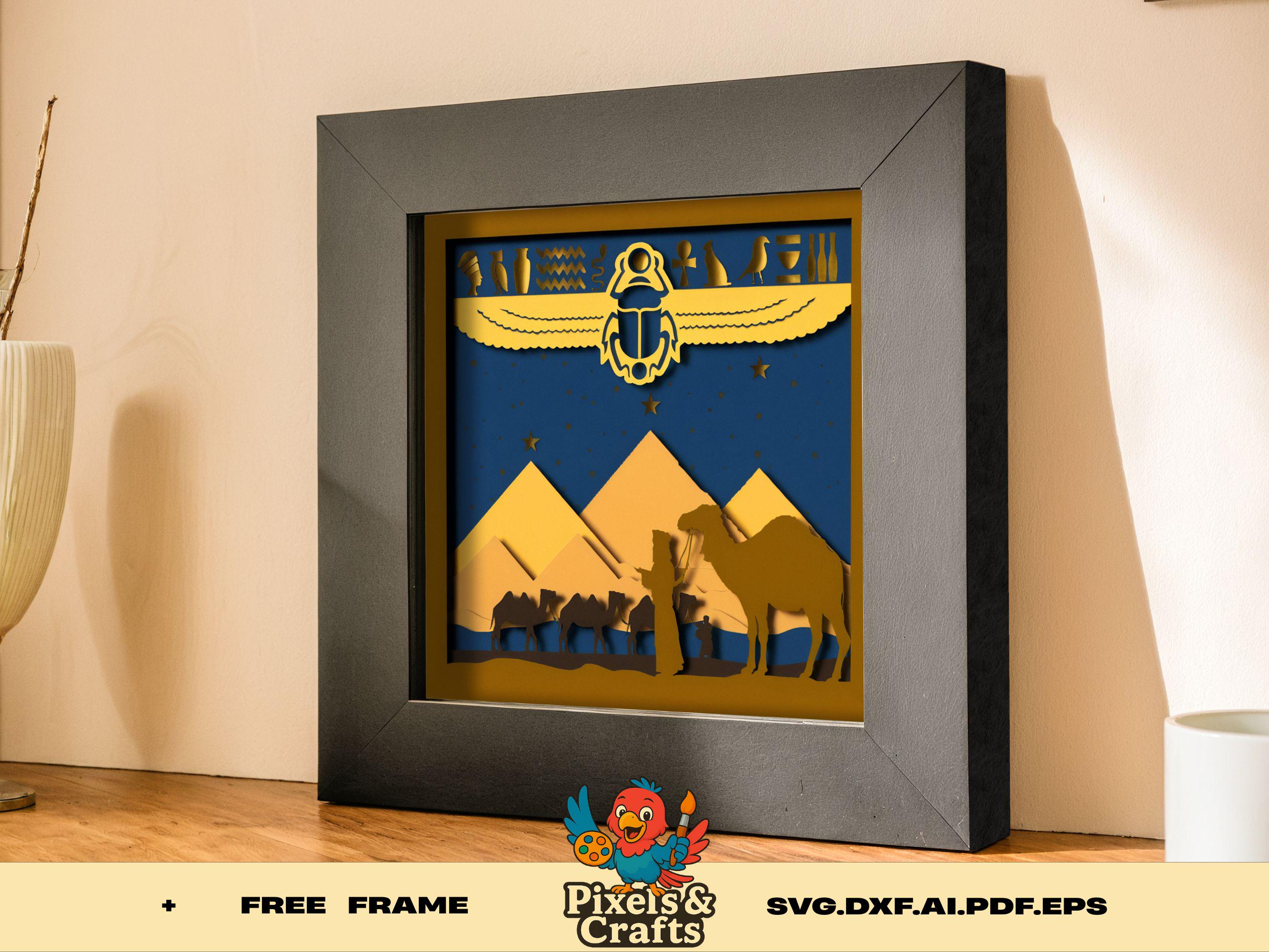 Egyptian Pyramids Shadow Box SVG, 3D Layered Paper Cut Template ...