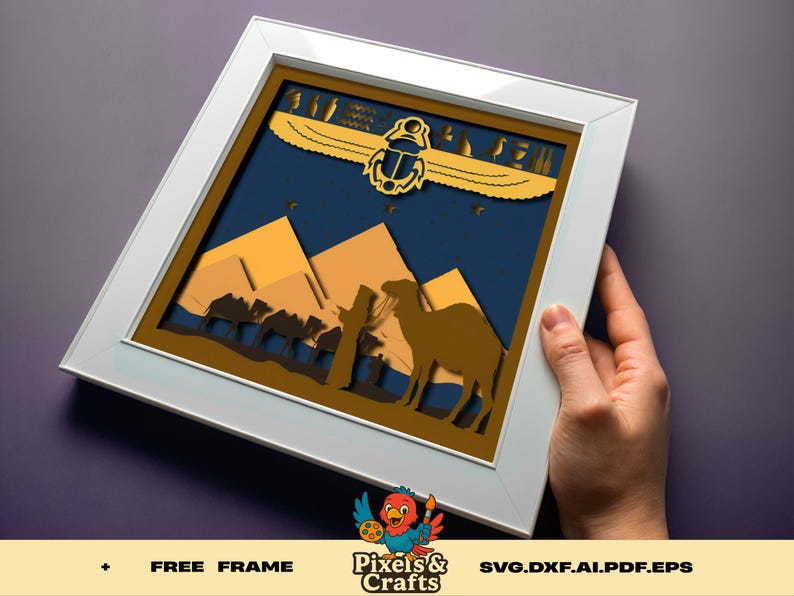 Egyptian Pyramids Shadow Box SVG, 3D Layered Paper Cut Template ...