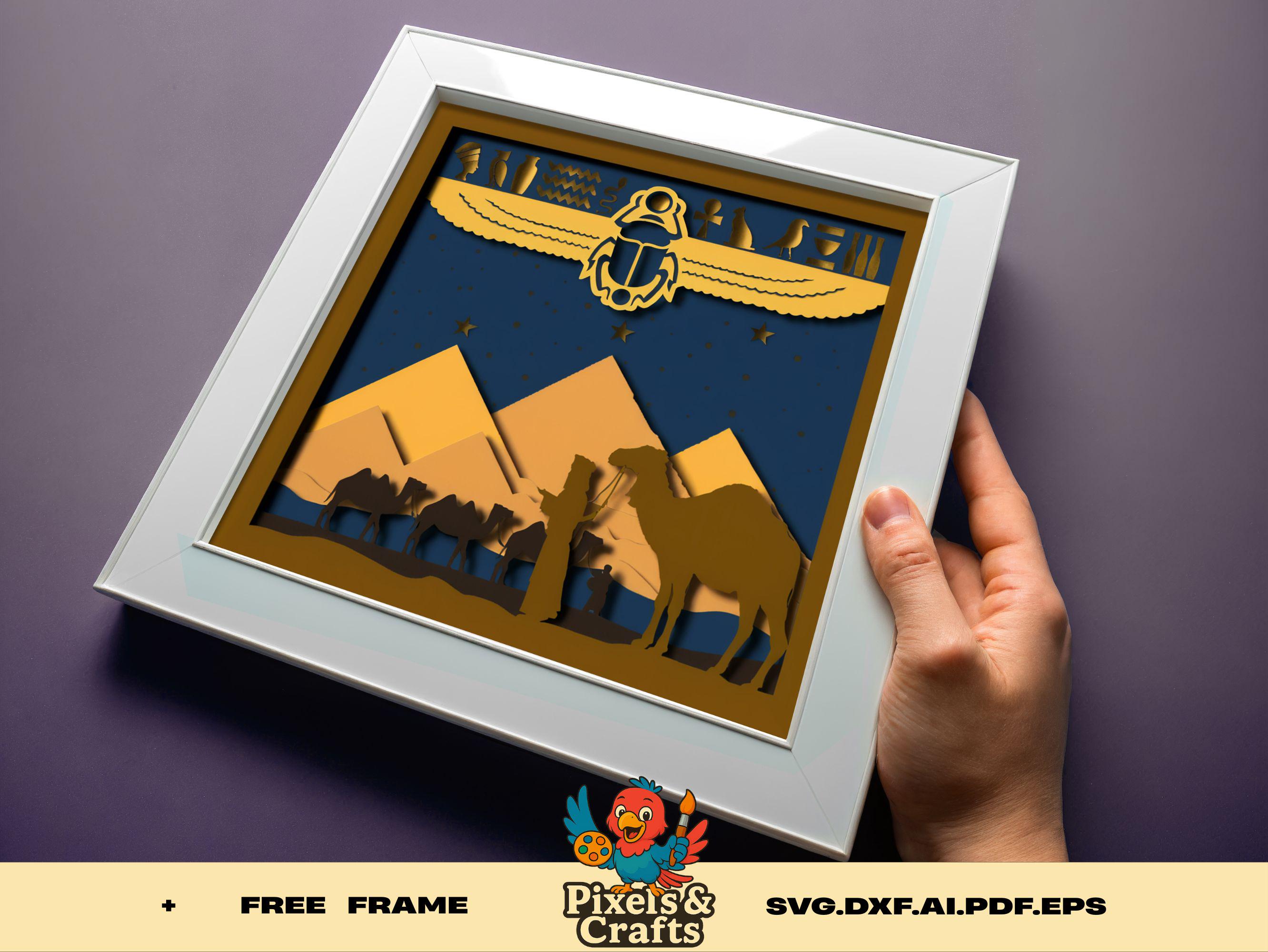 Egyptian Pyramids Shadow Box SVG, 3D Layered Paper Cut Template ...