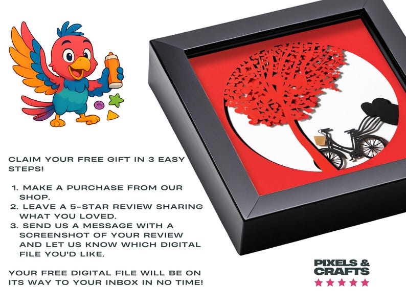 Bicycle Under Heart Tree Shadow Box SVG, Romantic Love Layered Paper ...