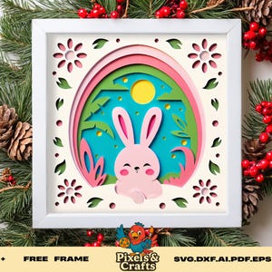 Cute Bunny Floral Spring 3D Layered SVG, Easter Rabbit Cut File for ...