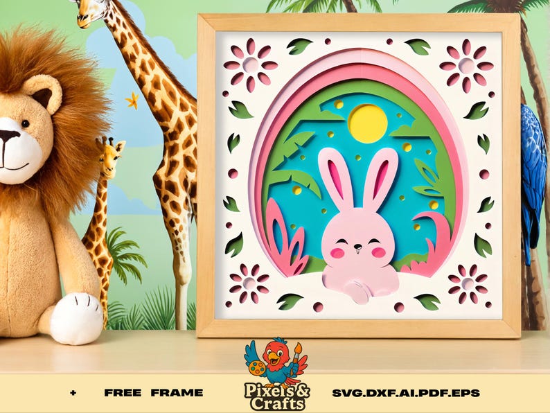 Cute Bunny Floral Spring 3D Layered SVG, Easter Rabbit Cut File for ...