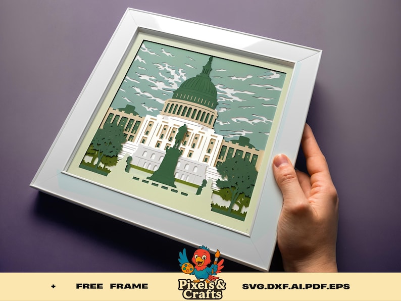 Washington Dc Capitol Building Svg Layered Shadow Box Cut File ...