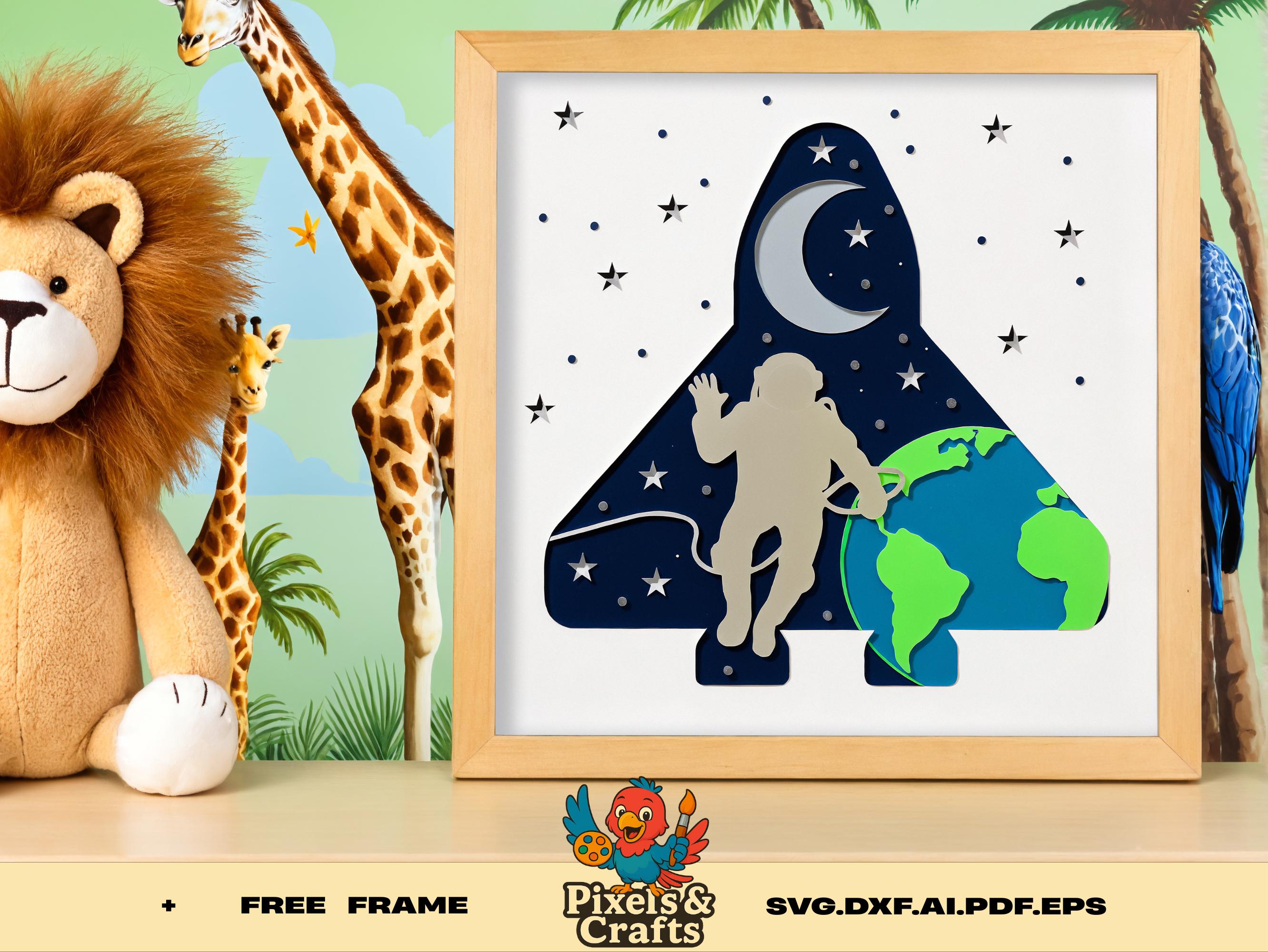 Space Shuttle Astronaut Shadow Box SVG, 3D Outer Space Paper Cut ...