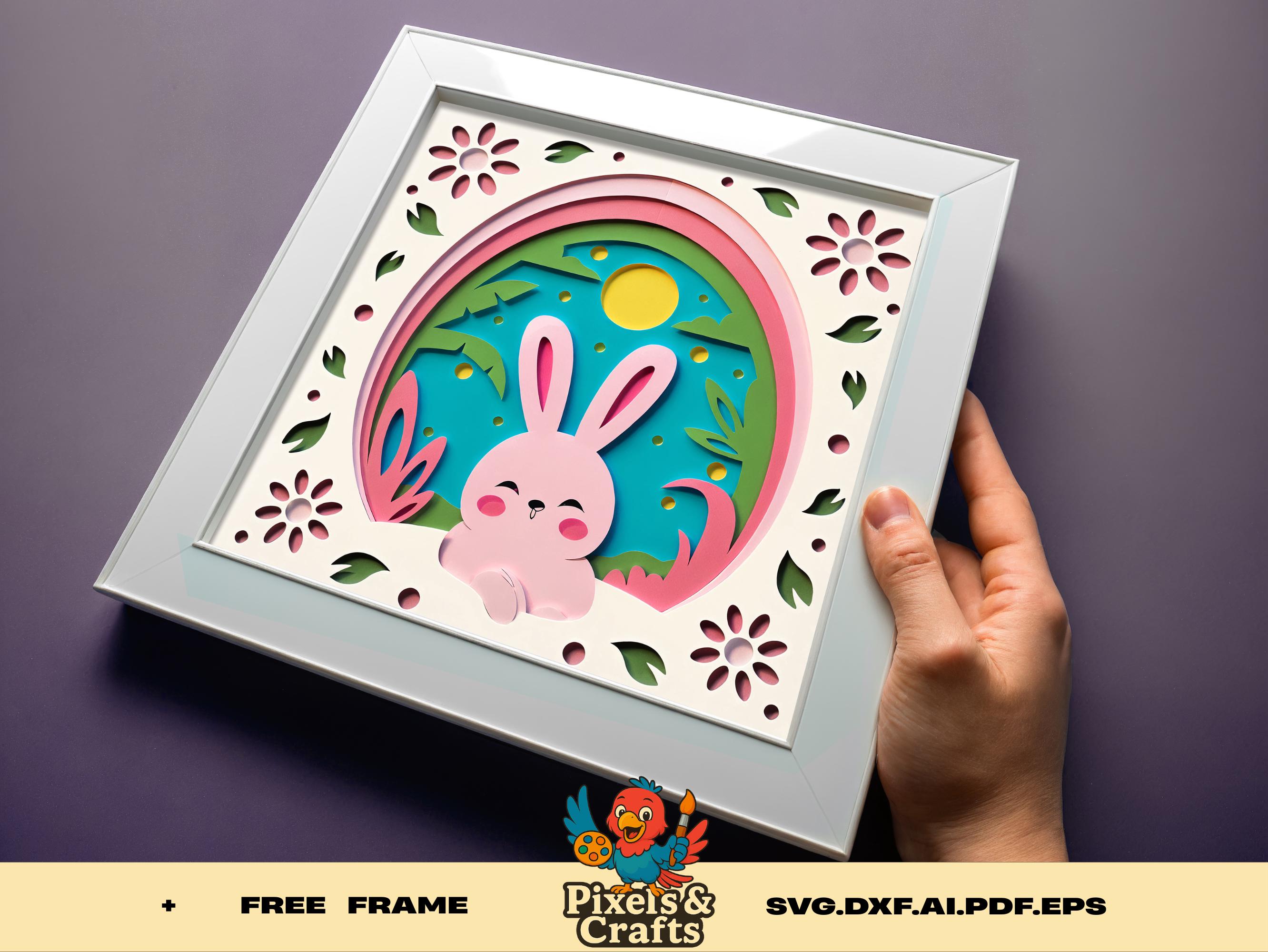 Cute Bunny Floral Spring 3D Layered SVG, Easter Rabbit Cut File for ...