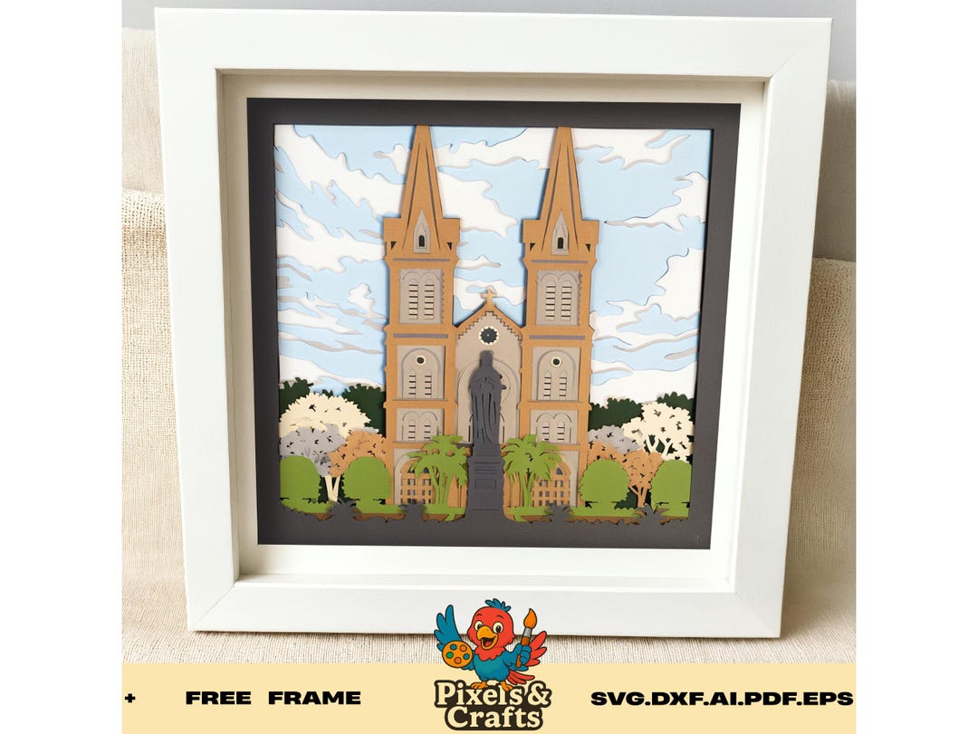 Cathedral Svg Layered Shadow Box Papercut Template Church Building Cut ...