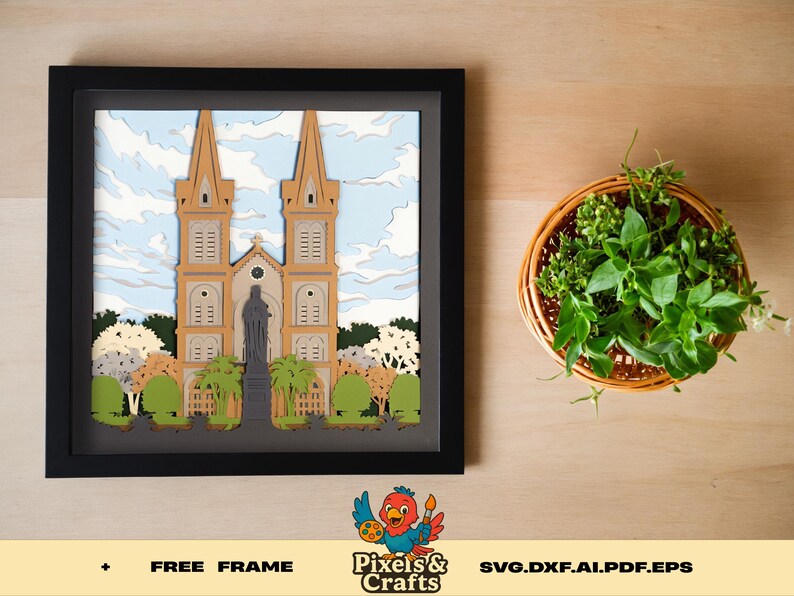 Cathedral Svg Layered Shadow Box Papercut Template Church Building Cut ...