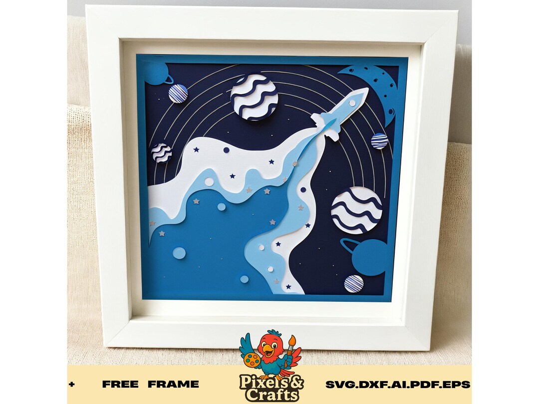 Rocket Space SVG File, 3D Outer Galaxy Layered Papercut Template for ...
