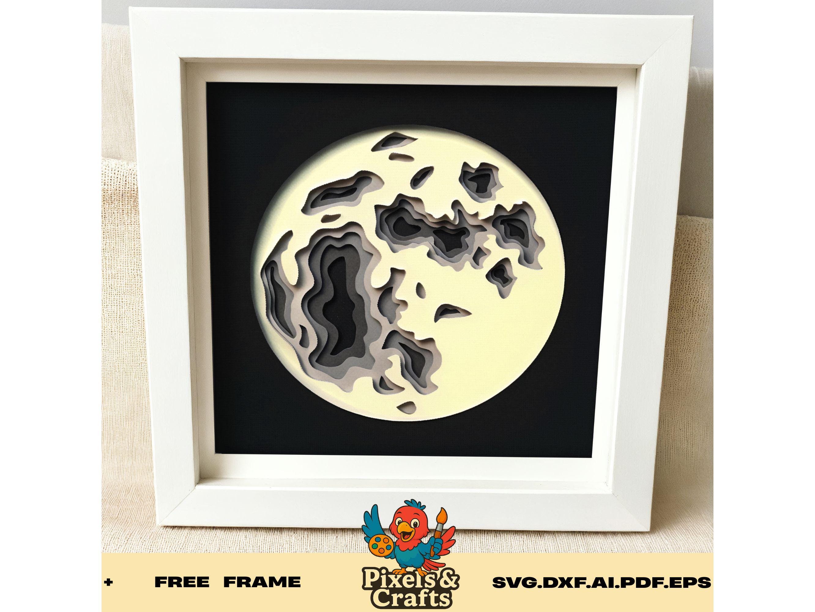 Full Moon Shadow Box SVG, 3D Moon Paper Cut Layered Template, Celestial ...