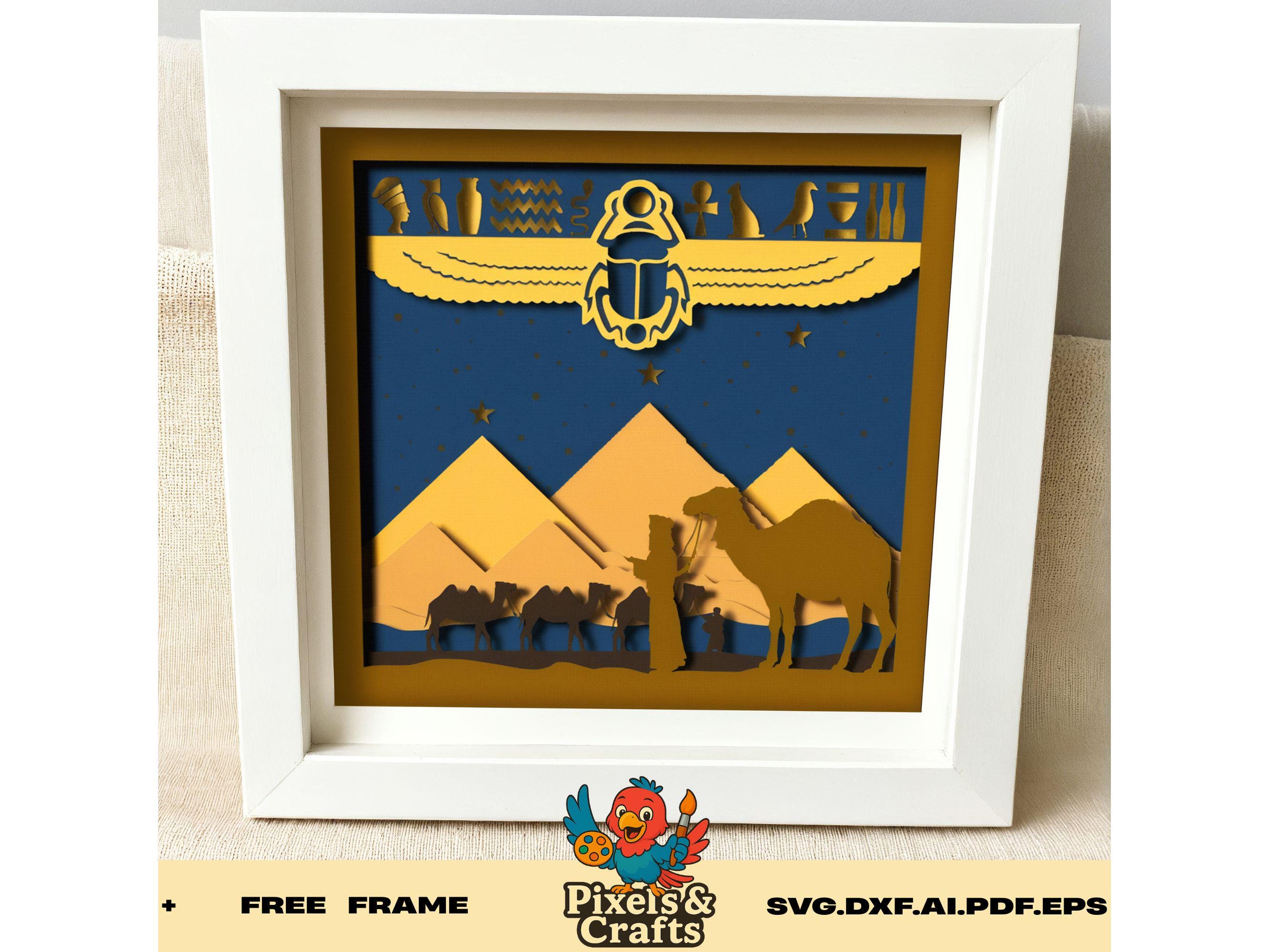 Egyptian Pyramids Shadow Box SVG, 3D Layered Paper Cut Template ...