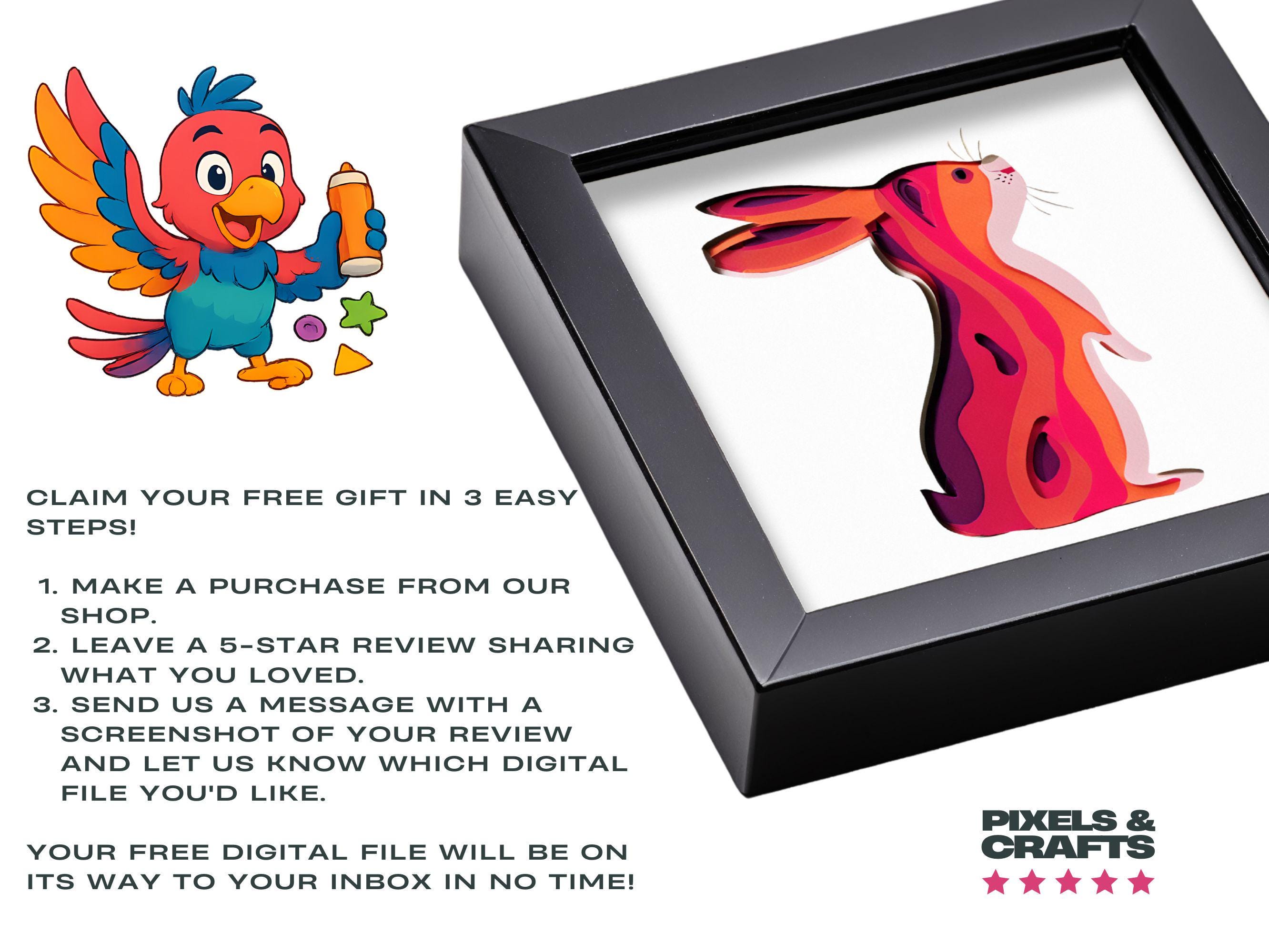Rabbit Shadow Box SVG, 3D Layered Paper Cut Template, Colorful Bunny ...