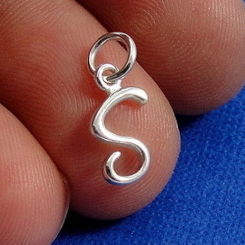Script Letter M Initial Charm Sterling Silver Cursive Letter - Etsy