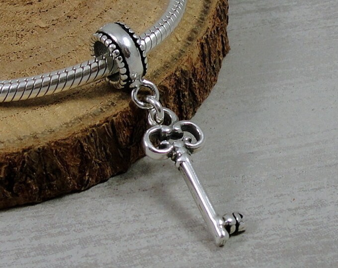 Sterling Silver Skeleton Key European Dangle Bead Charm - Etsy