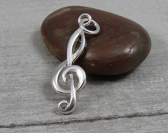 Sterling Silver Treble Clef Charm Treble Clef Pendant Music - Etsy