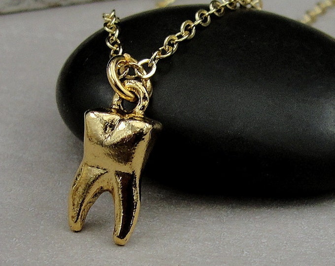Gold Tooth Necklace 3D Gold Tooth Charm Necklace 3D Tooth - Etsy