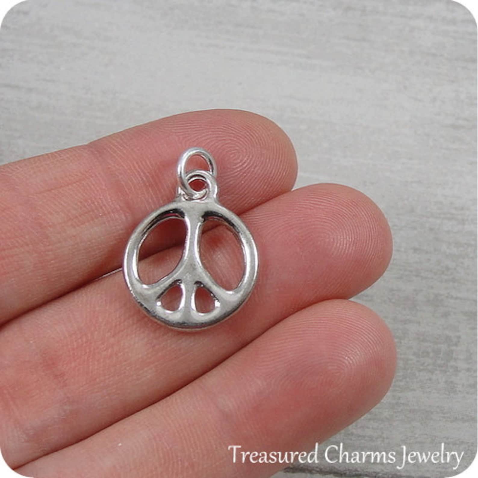 Small Peace Sign Charm Silver Peace Symbol Charm for | Etsy